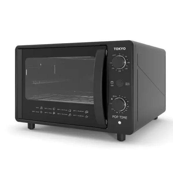 HORNO ELECTRICO TOKYO POP TIME NEGRO 45 LTRS C/TIMER 300C/ 1700W